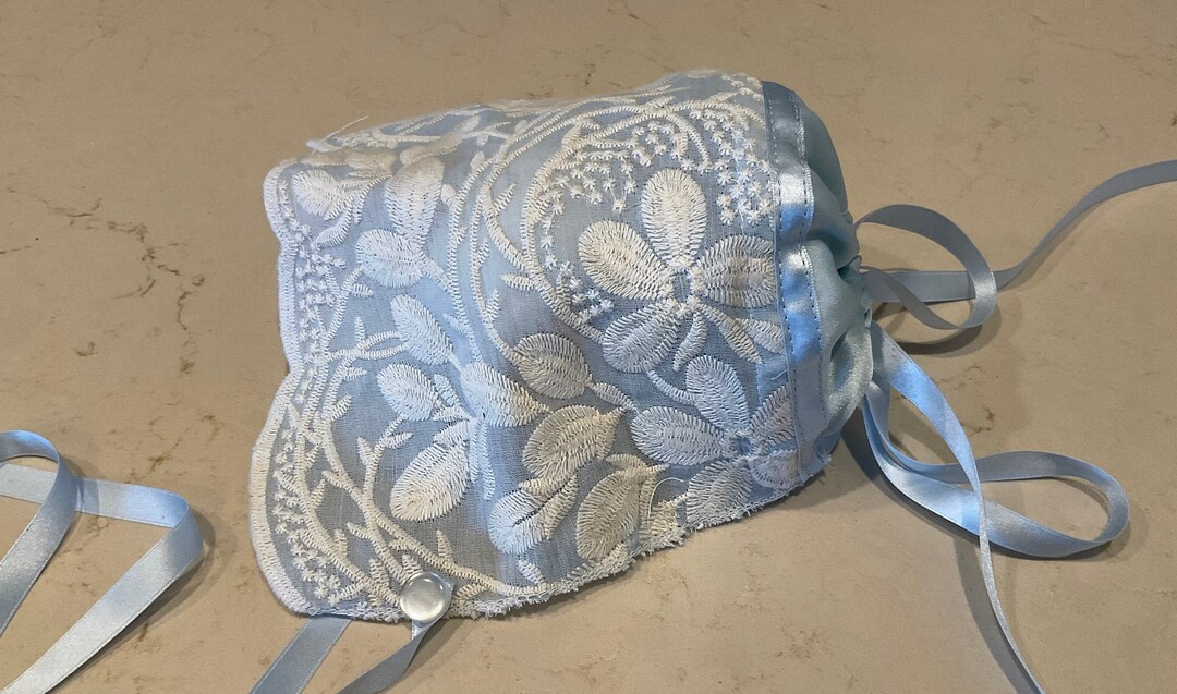 Lovely Baby Blue and White Embroidered Heirloom Baby Bonnet - Etsy