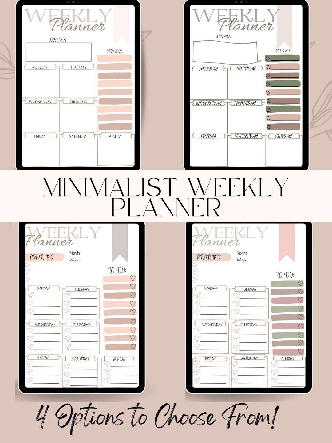 Digital Weekly Overview or Printable Weekly Overview Planner - Etsy