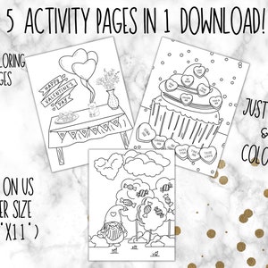 Printable Kids Valentine's Day Coloring and Activity Pages, Valentine's ...