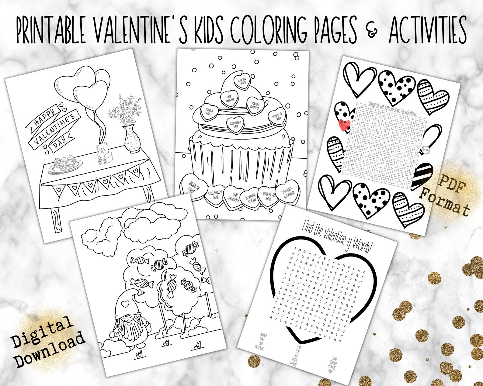 Printable Kids Valentine's Day Coloring and Activity Pages, Valentine's ...
