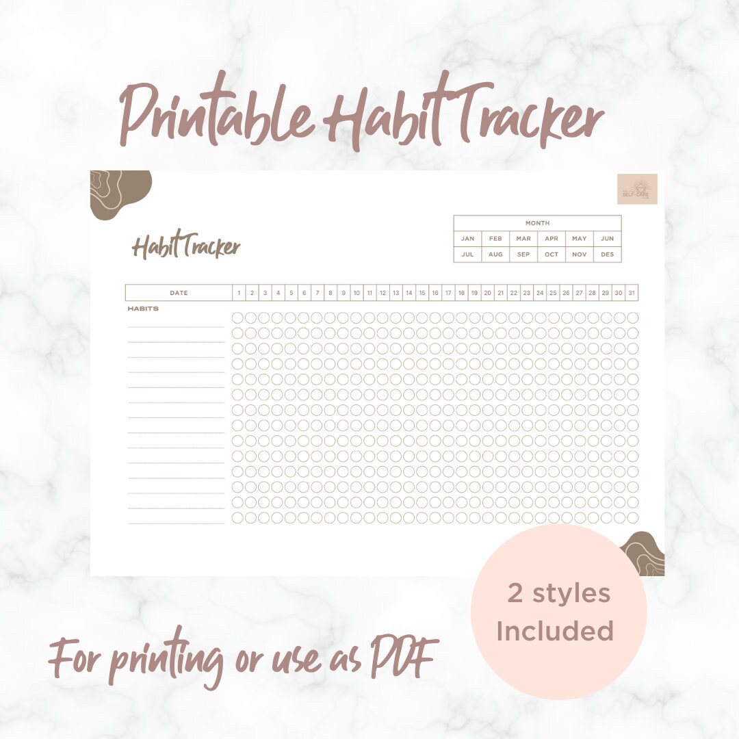 Habit Tracker, Printable Habit Tracker, Nude, Natural, Beige, Monthly ...