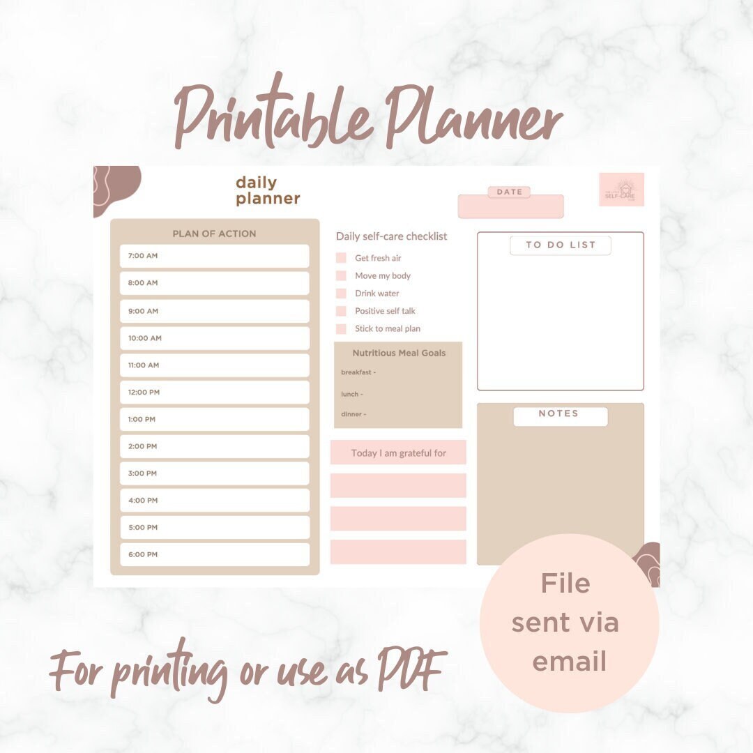 Daily Planner Printable Landscape, Daily Schedule, Day at a Glance ...