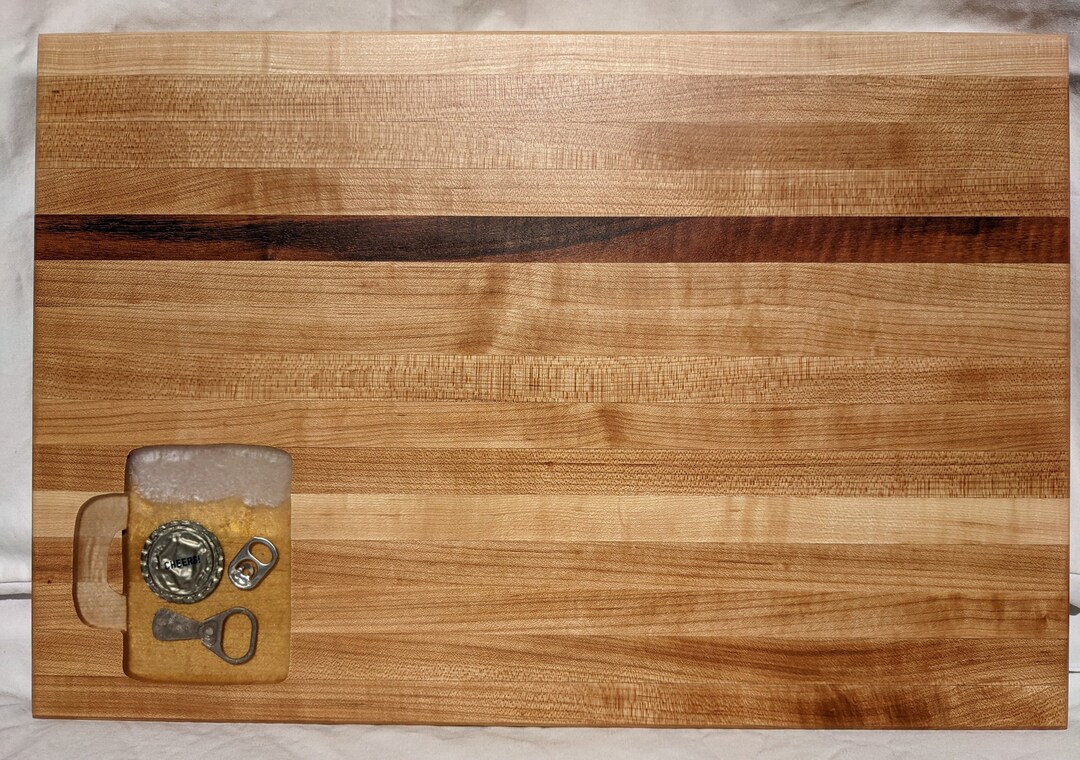 Cheers Quirk Board, Large Maple Cutting Board, Wood and Epoxy Cutting ...