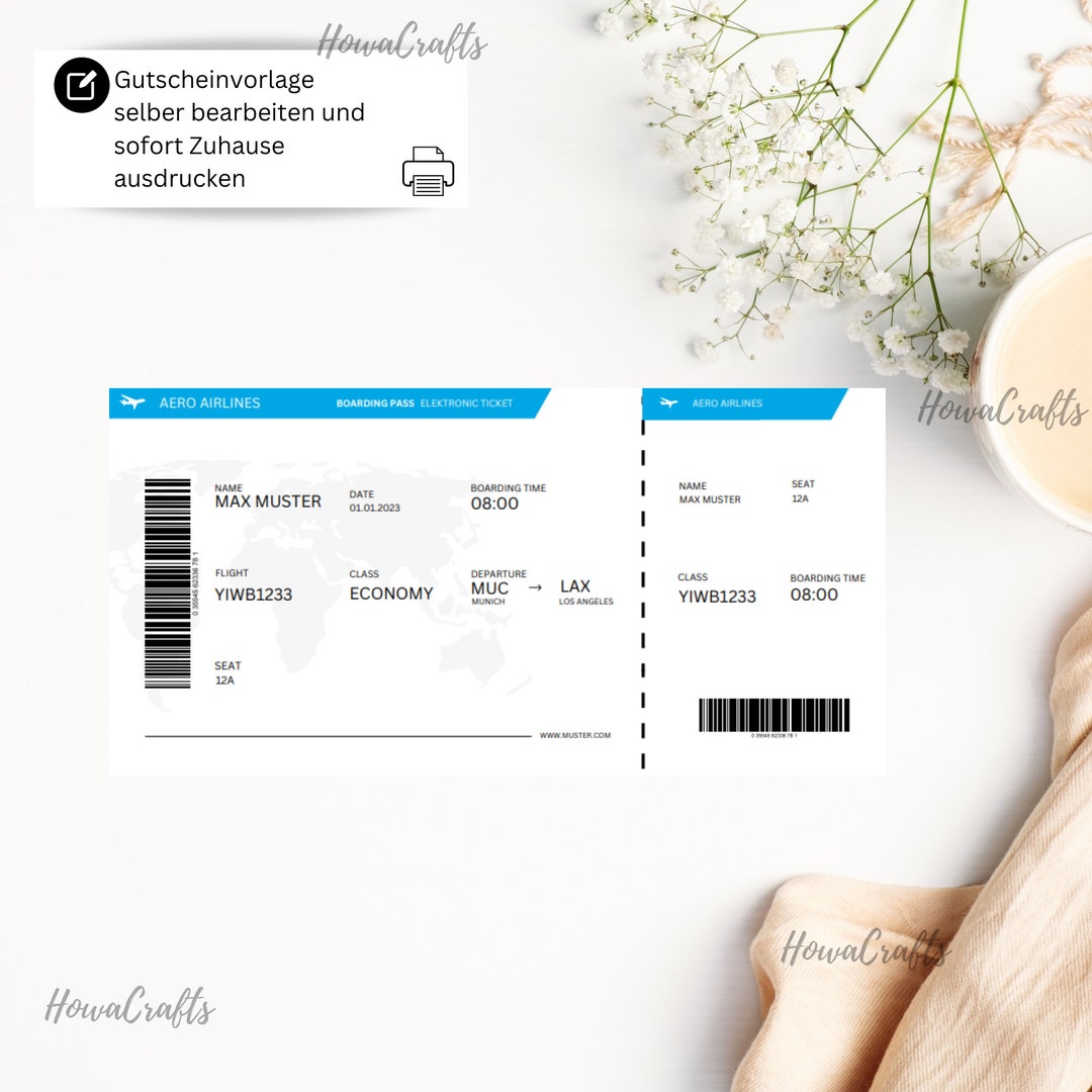 Edit Voucher Template Travel Ticket Editable Vacation - Etsy