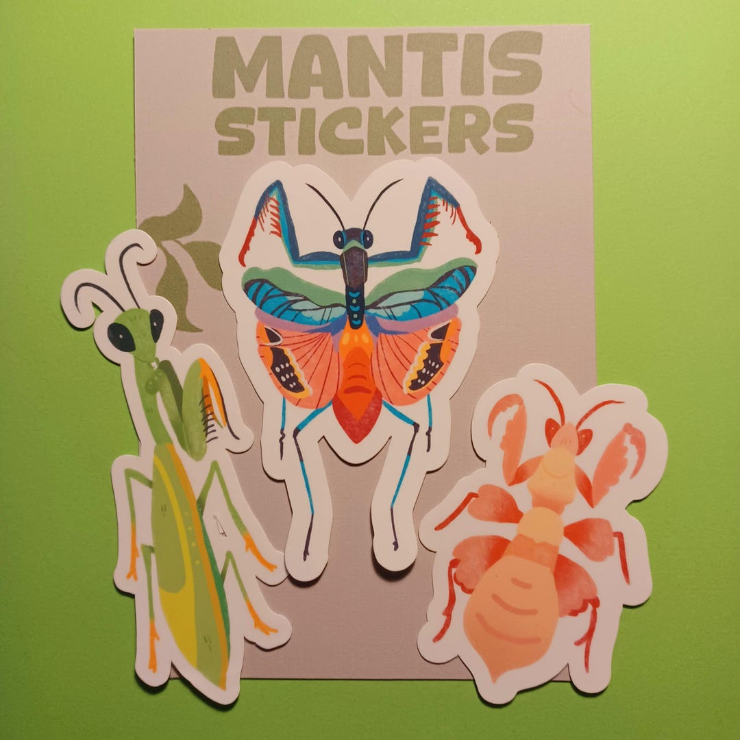 Mantis Sticker Set | Insect Stickers Set | Waterproof Vinyl Decals ...