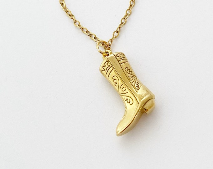 Cowboy Boot Necklace Gold - Etsy