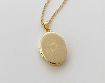 Sun Photo Locket Necklace Gold - Etsy