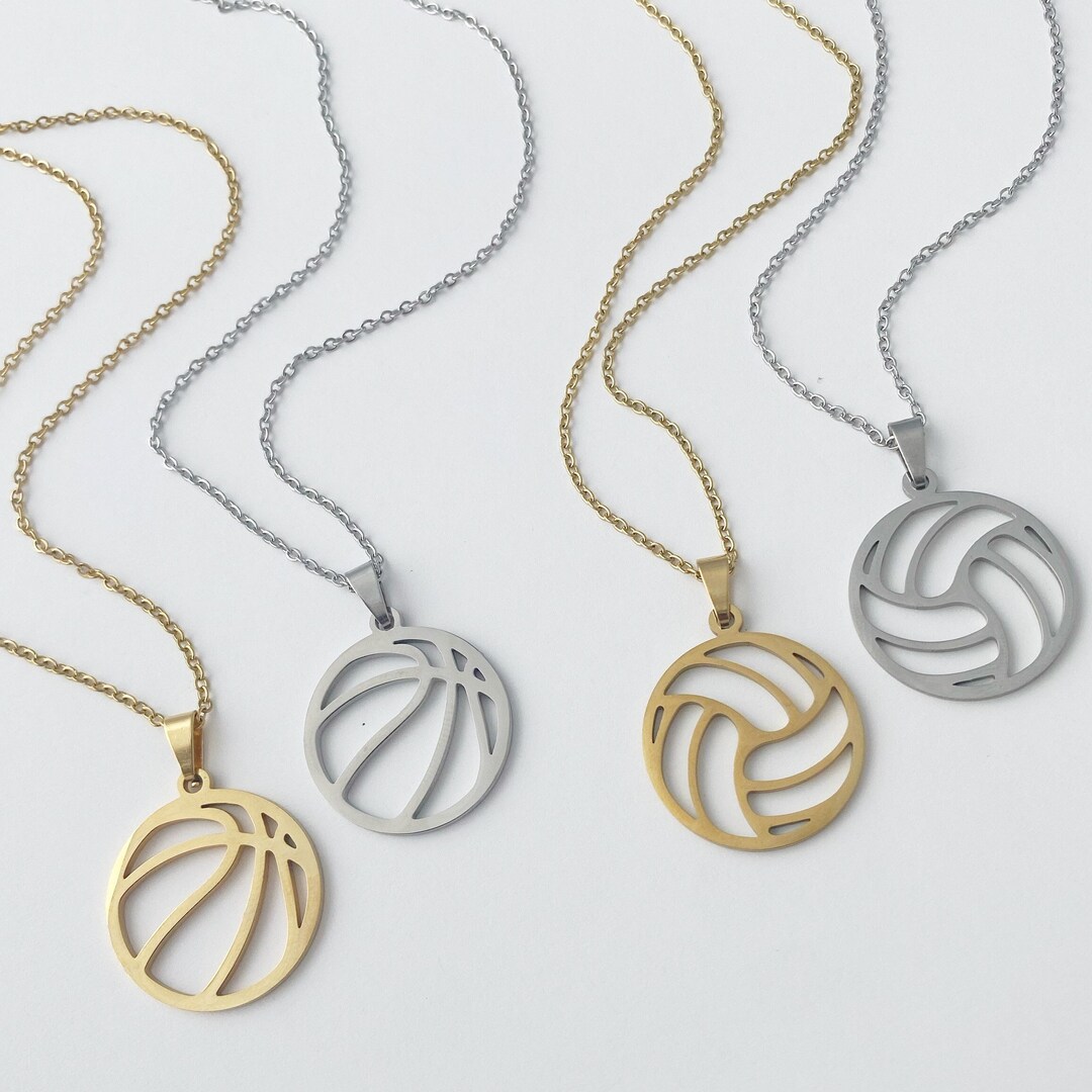 Team Sport Necklaces, Basketball or Volleyball, Silver or Gold - Etsy