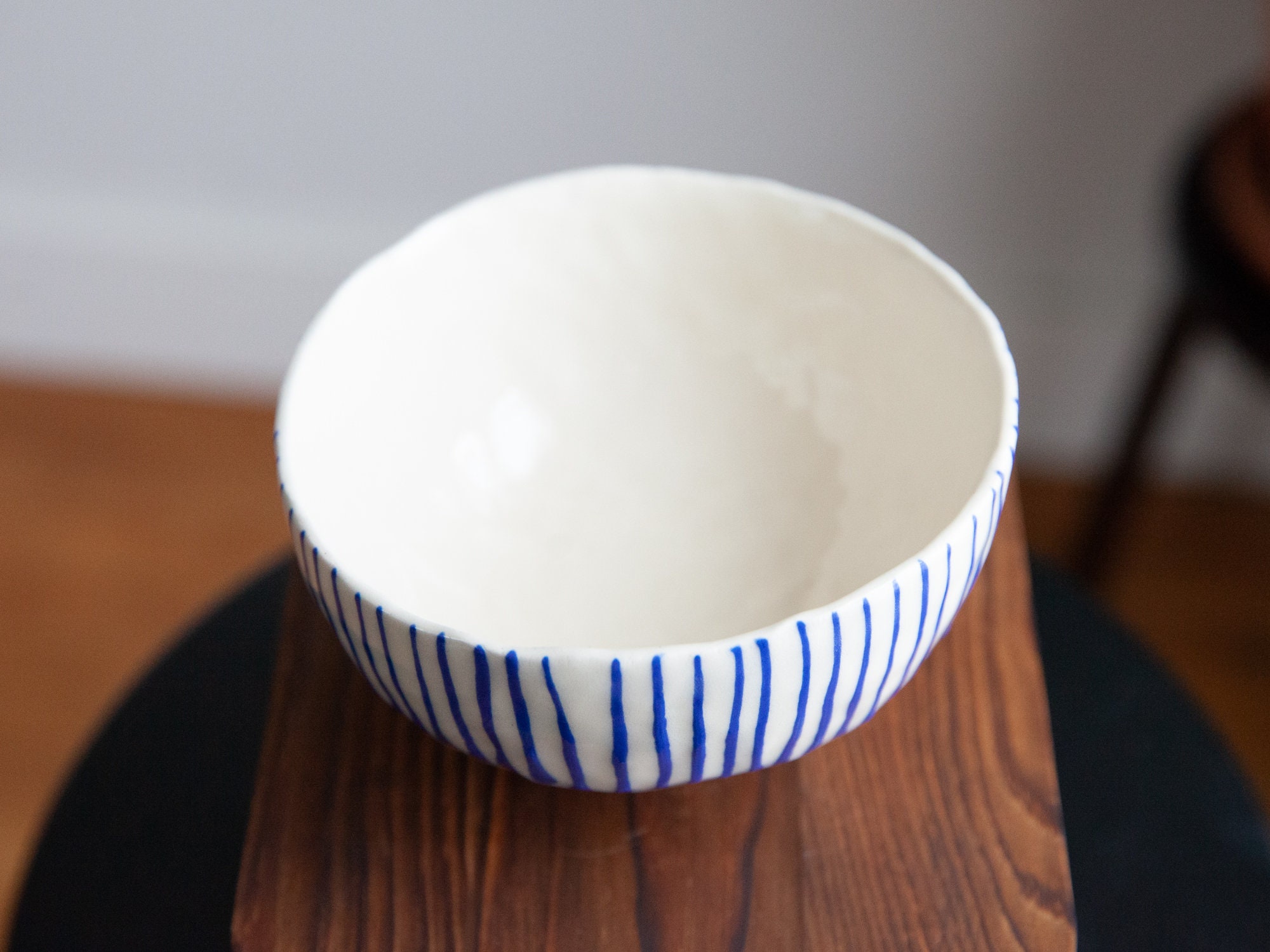 Sominceramics / Pinched Handmade Blue Striped Smal Chawan Bowl - Etsy