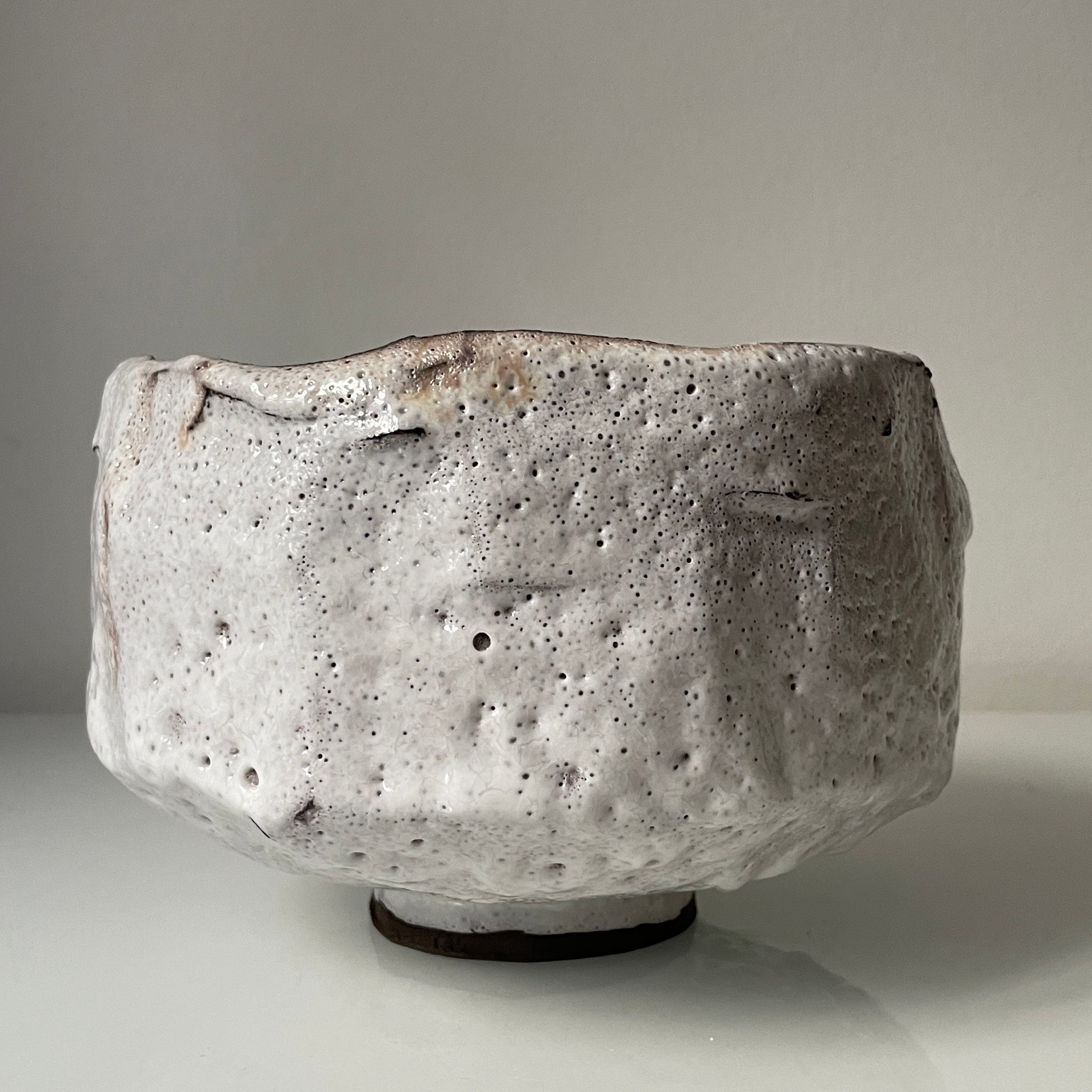 Large White Kurinuki Handbuilt Chawan Bowl / Dry Food Only / Wabi Sabi ...