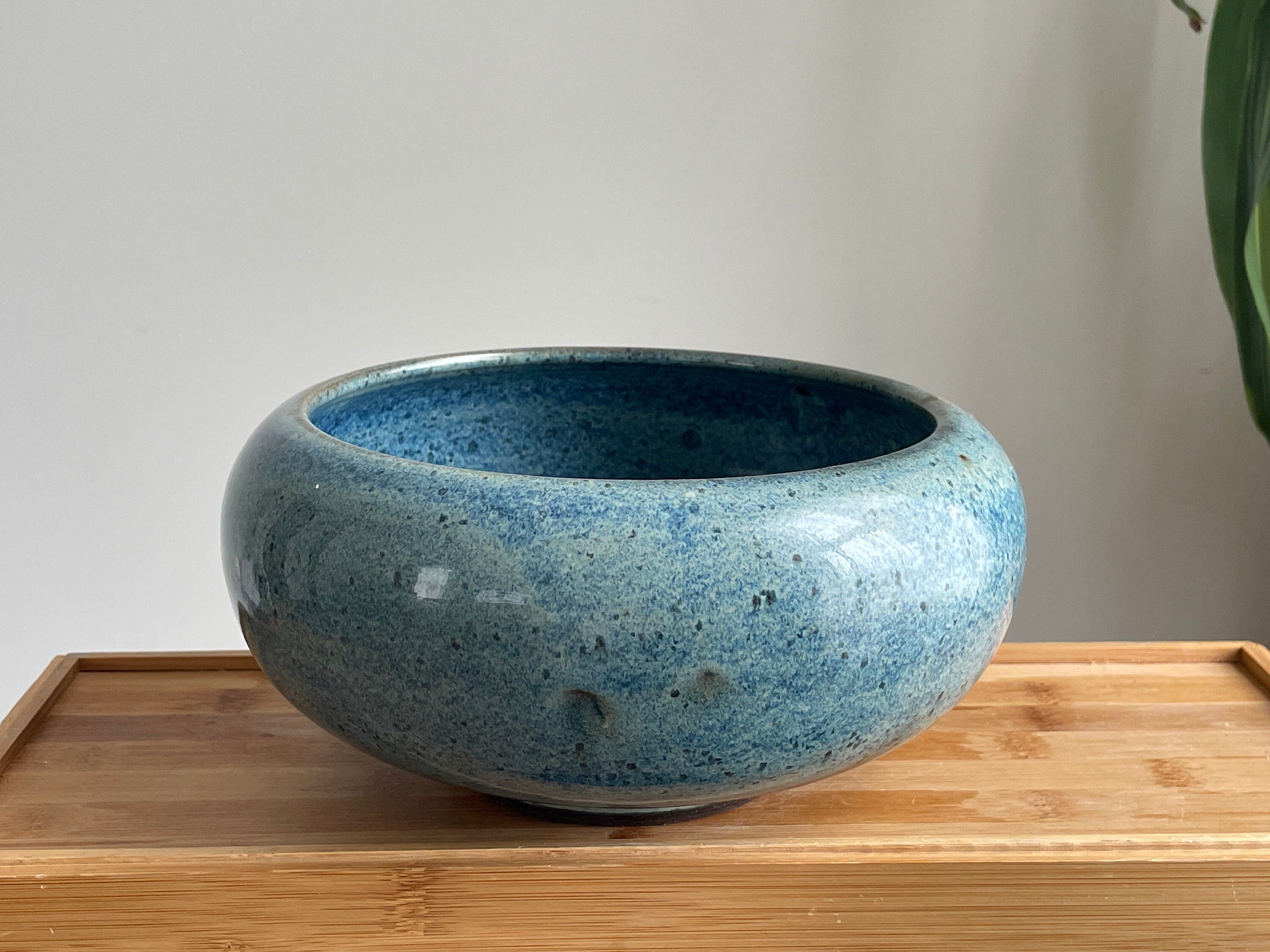 Blue Speckled Plant Pot / Handmade Wheel Thrown Vase, Ikebana Pot / 8.3 ...