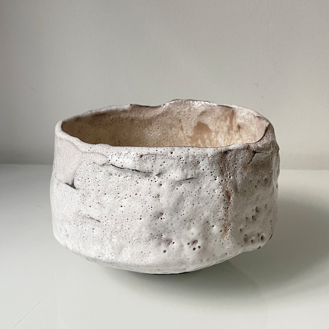 Large White Kurinuki Handbuilt Chawan Bowl / Dry Food Only / Wabi Sabi ...