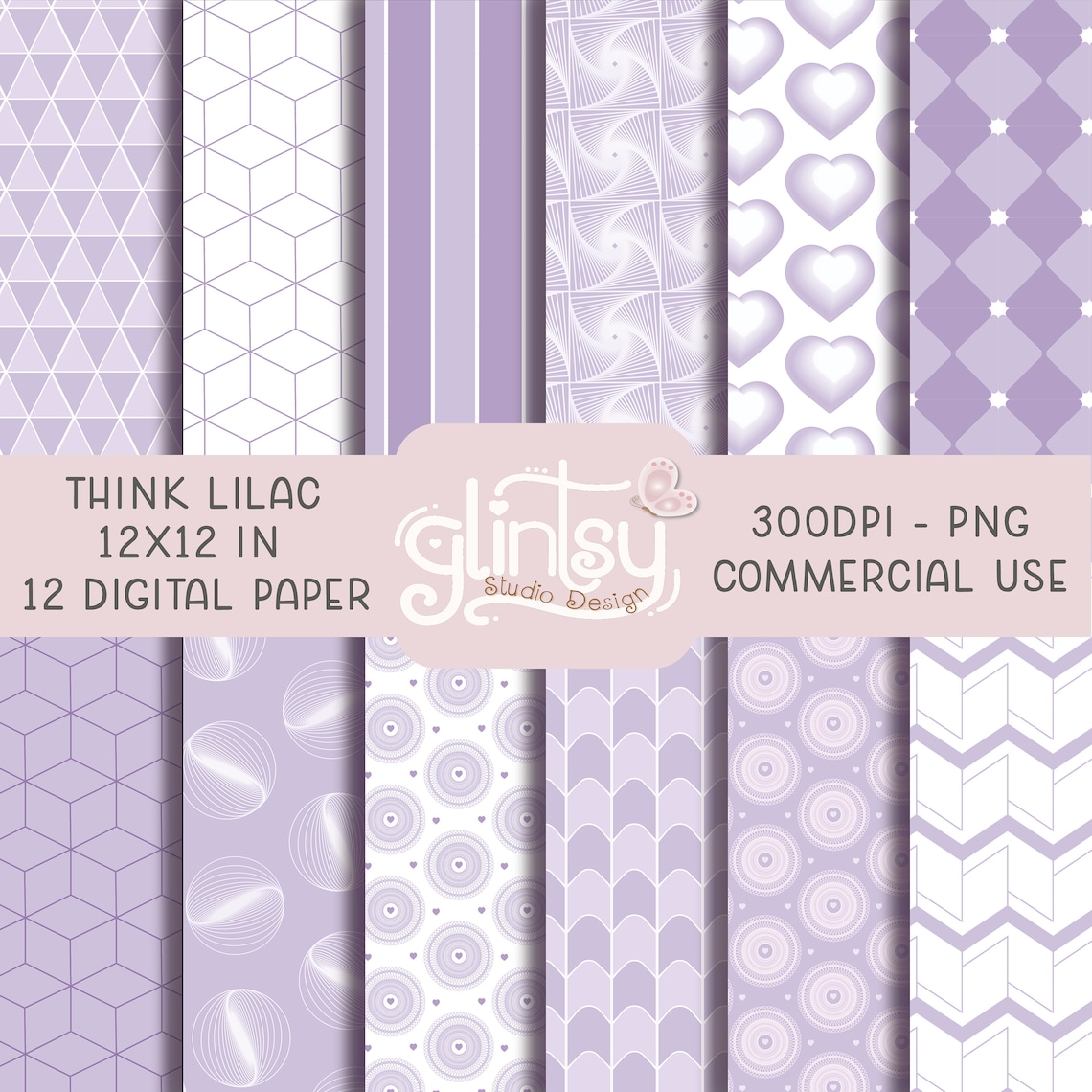 12 Think Lilac Digital Paper, Commercial Use PNG Pastel Lilac Paper ...