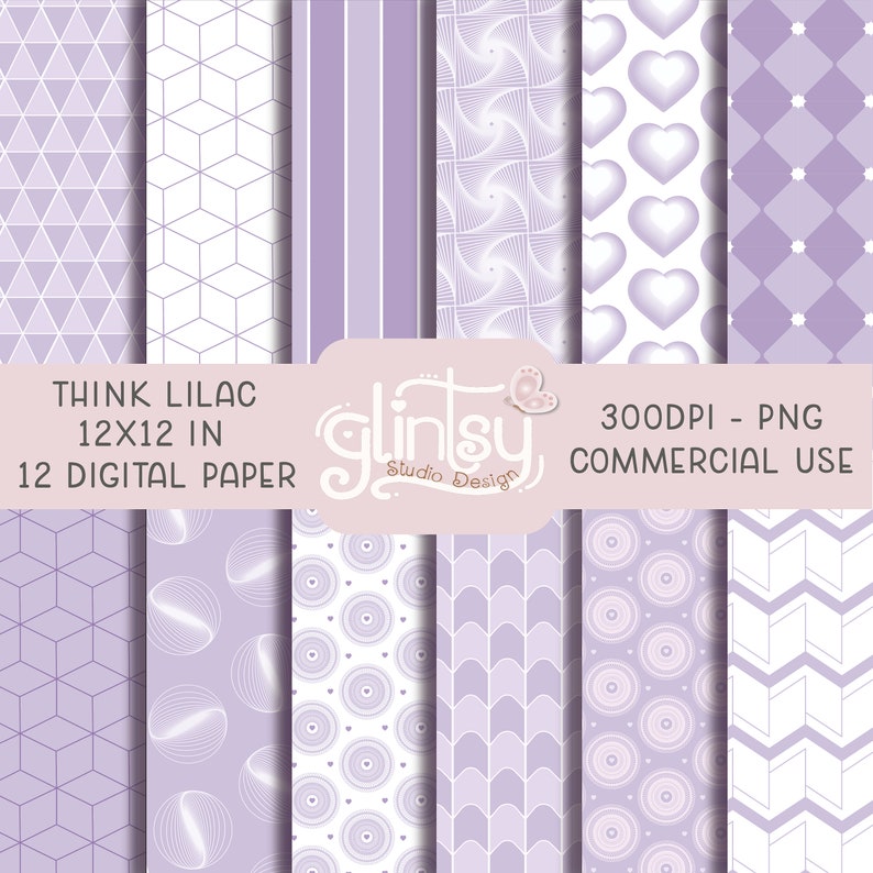 12 Think Lilac Digital Paper Commercial Use PNG Pastel Lilac - Etsy