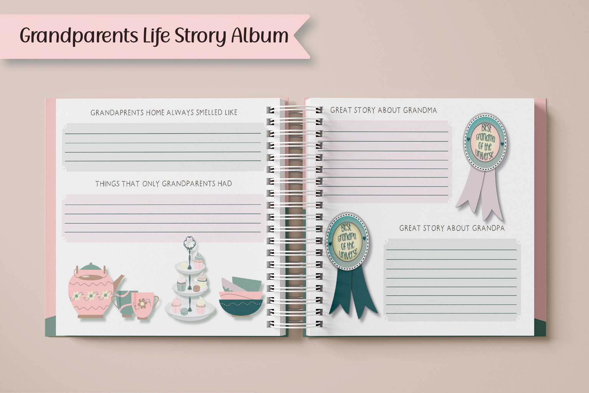 Printable Grandparents Album, Digital Grandparents Life Story Album ...