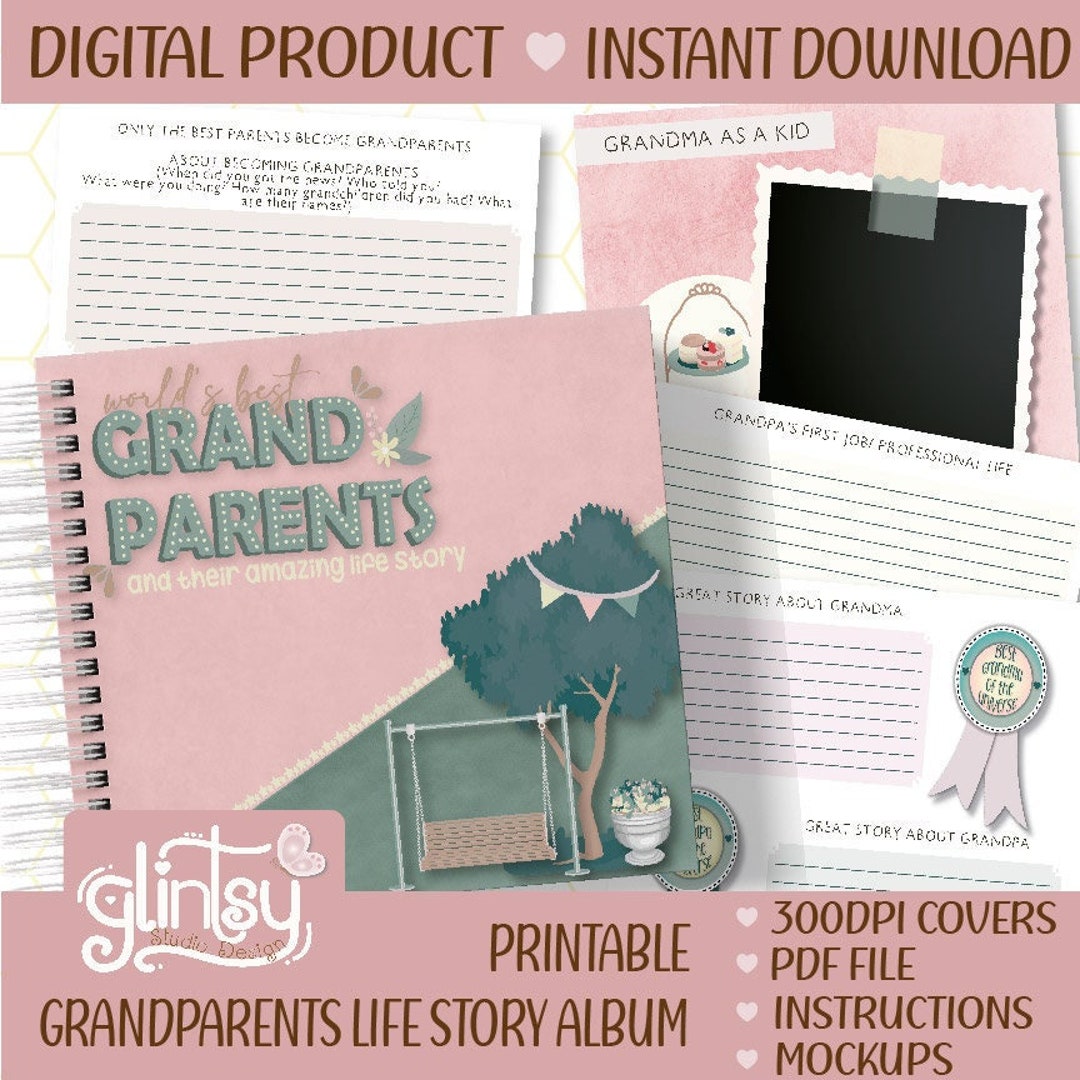 Printable Grandparents Album, Digital Grandparents Life Story Album ...