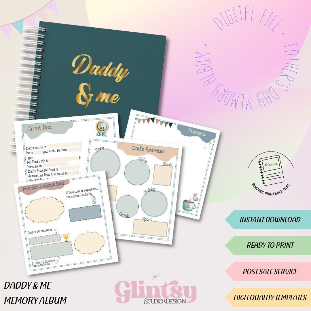 Printable Daddy Album, Digital Dad Memory Album, Fathers Day Gift Book ...