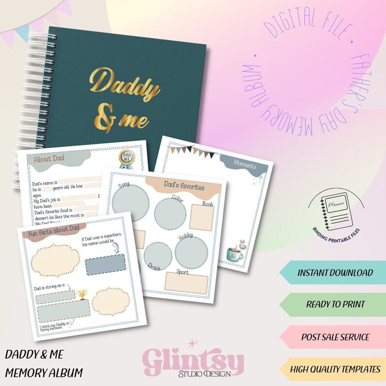 Printable Daddy Album, Digital Dad Memory Album, Fathers Day Gift Book ...