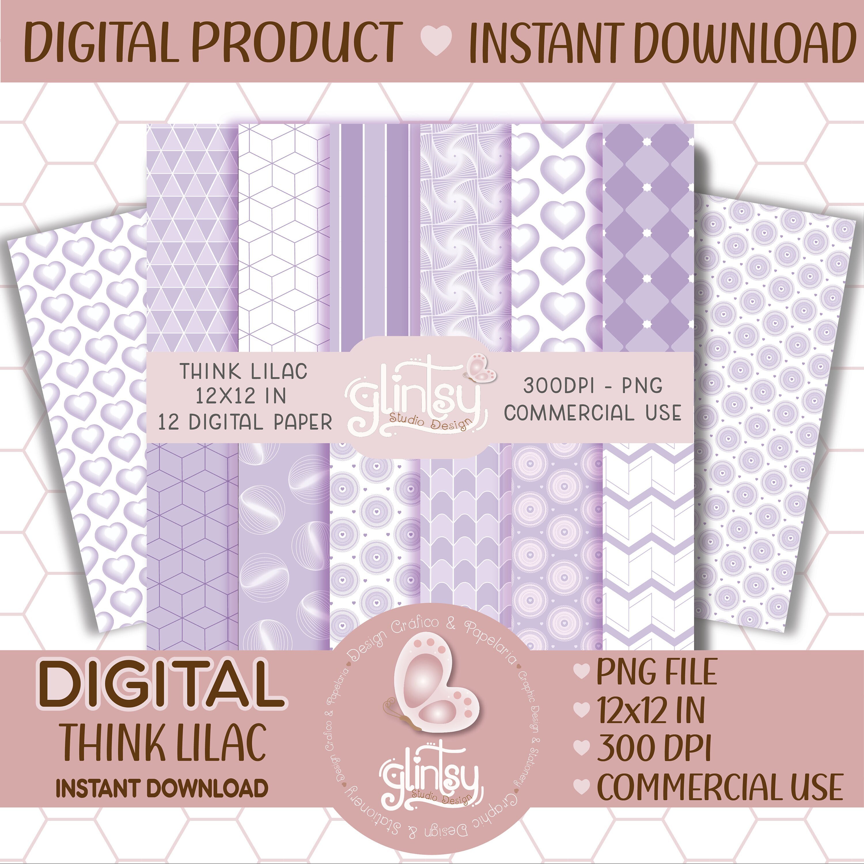 12 Think Lilac Digital Paper, Commercial Use PNG Pastel Lilac Paper ...