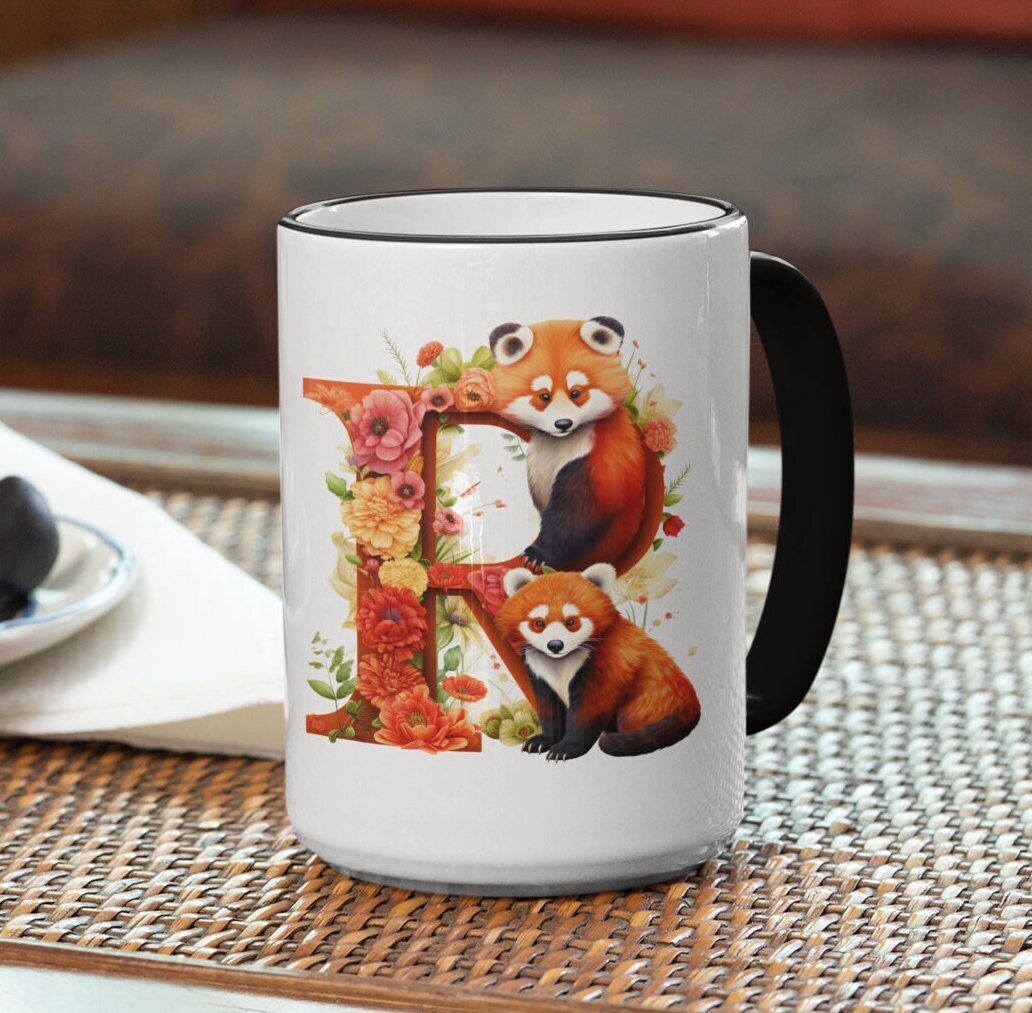 Alphabet Coffee Mug, Red Panda Mug, Letter R Mug, Coffee Mug, Gift for ...