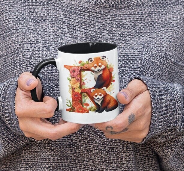 Alphabet Coffee Mug, Red Panda Mug, Letter R Mug, Coffee Mug, Gift for ...