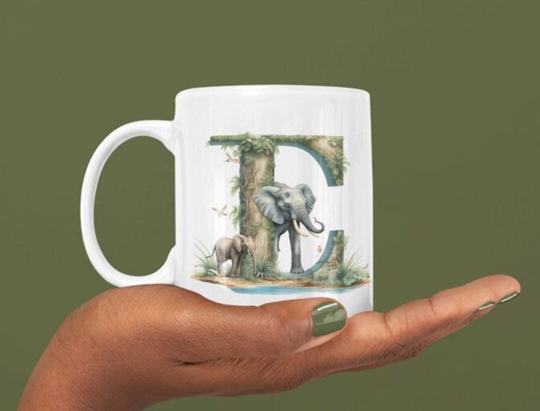 Alphabet Coffee Mug, Elephant Coffee Mug, Letter E Mug, Gift for Her - Etsy