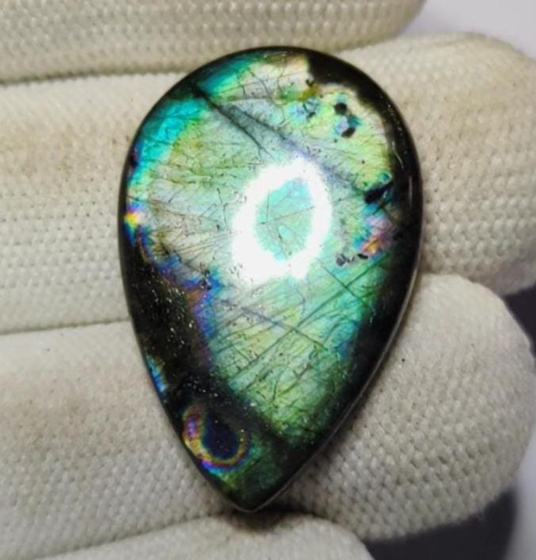Spectrolite Labradorite Gemstone: Pear Cabochon for Silver Jewelry ...