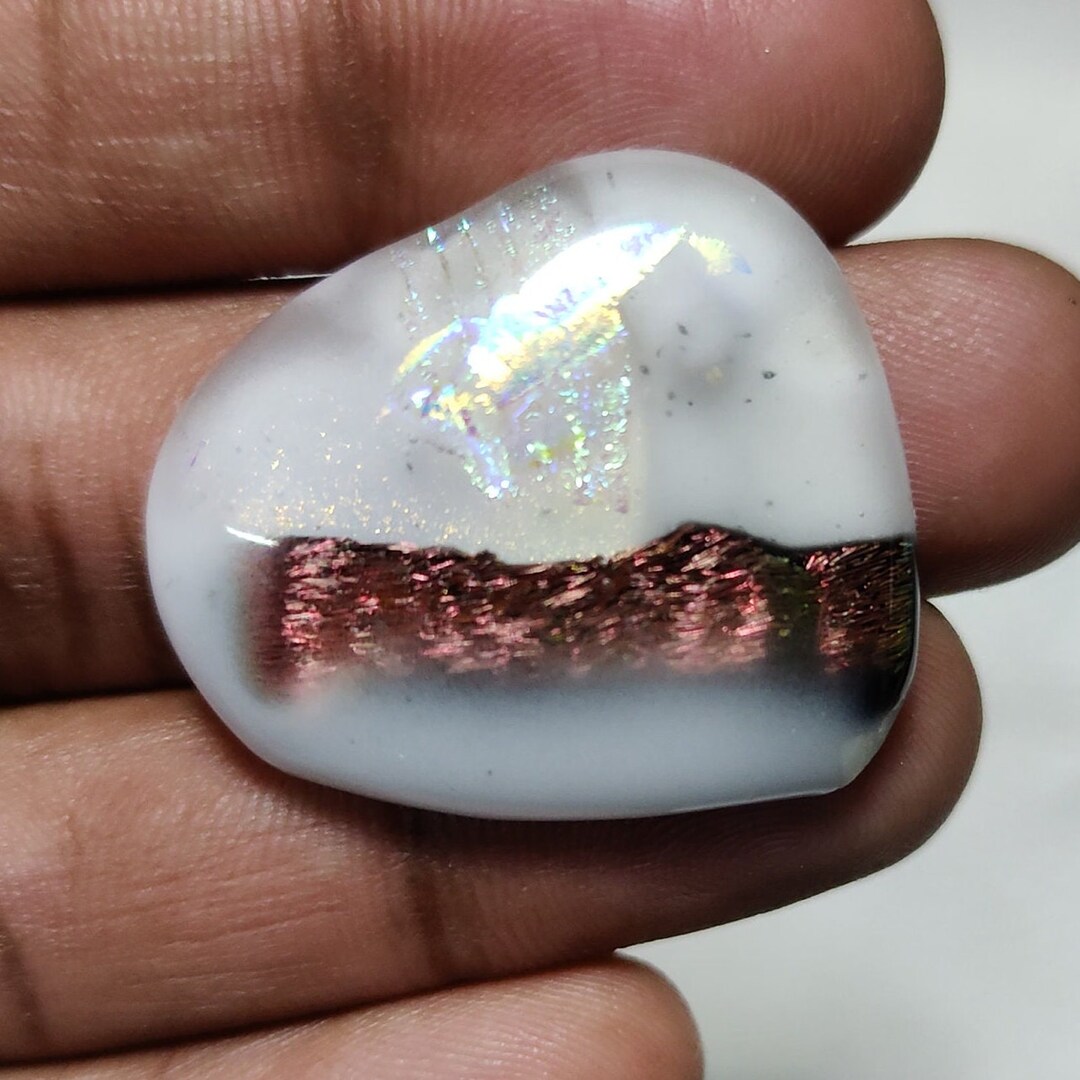 Beautiful Dichroic Glass Gemstone Cabochon. Pendant Cabochon. Rock ...