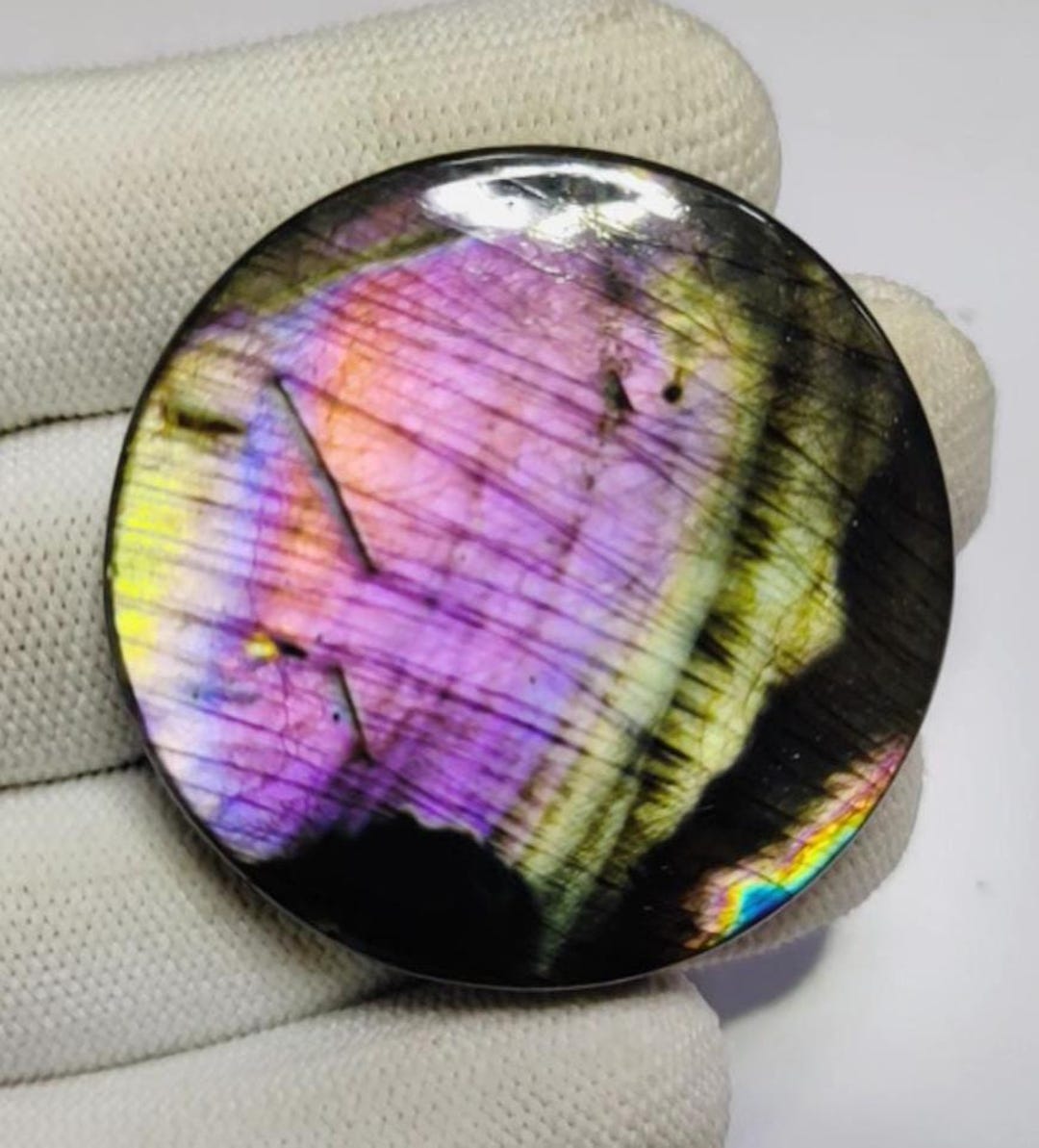 Multi Purple Flash Spectrolite Labradorite Rare Cabochon: Round Shape ...