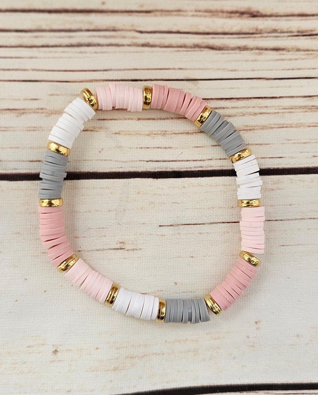 Pink Aesthetic Heishi Bracelet Cute Stretch Bracelet - Etsy