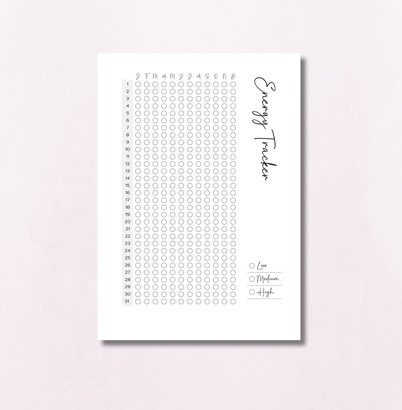 Energy Tracker PRINTABLE Monthly Energy Tracker Journal Page Energy Log ...