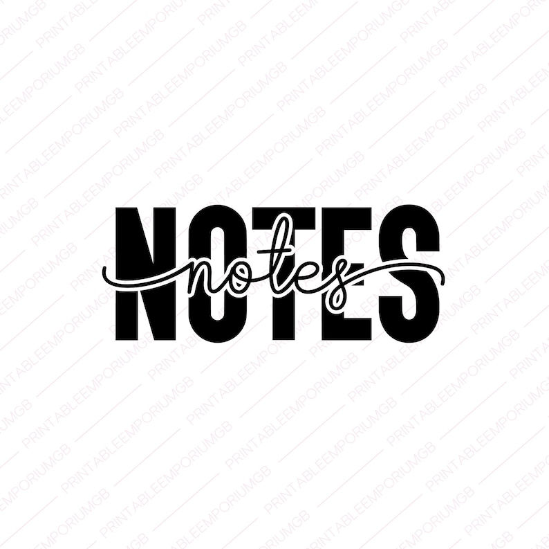 NOTES SVG, Notes PNG, Cut File, Cut File for Notebook Decoration ...