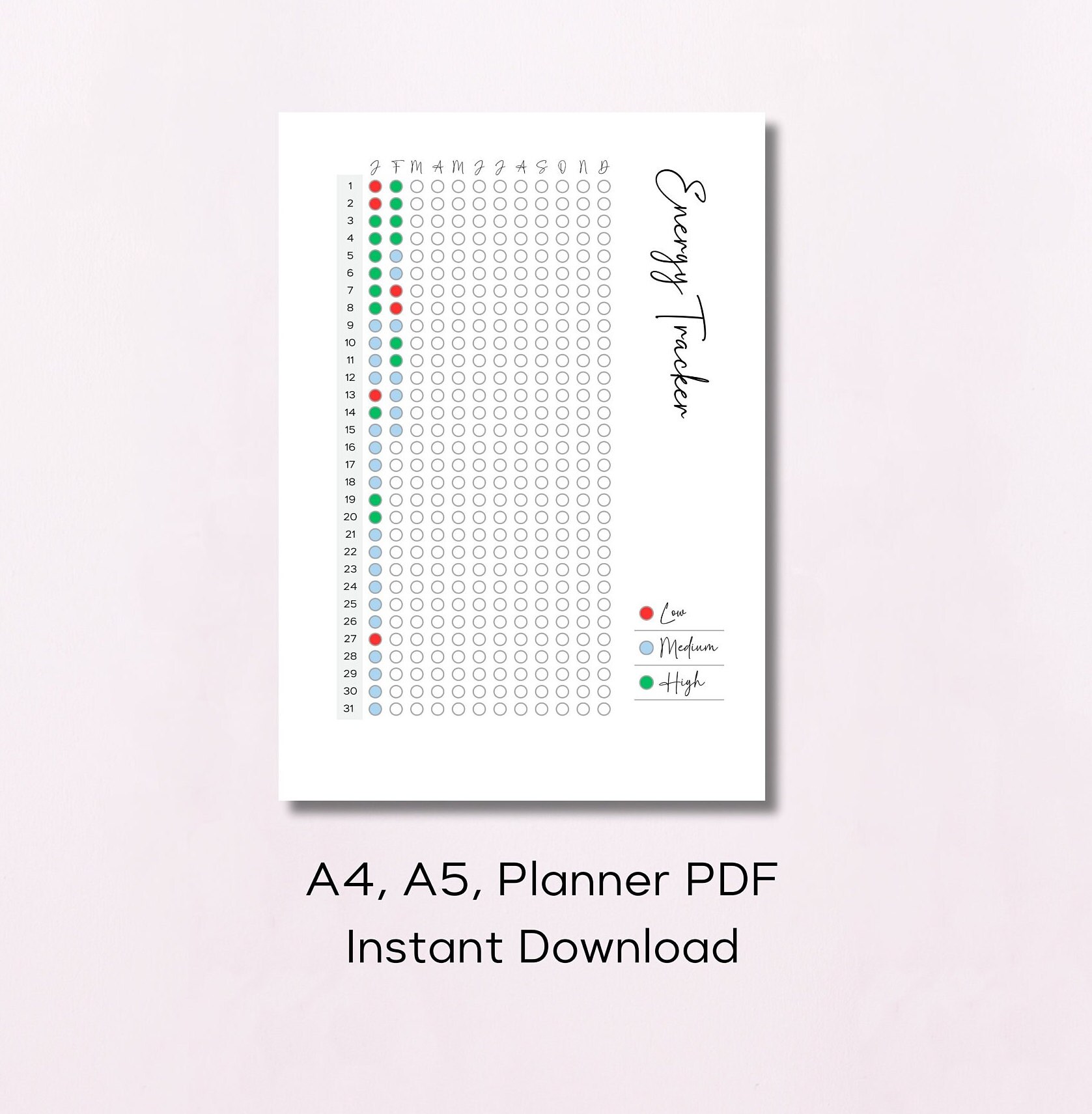 Energy Tracker PRINTABLE Monthly Energy Tracker Journal Page Energy Log ...