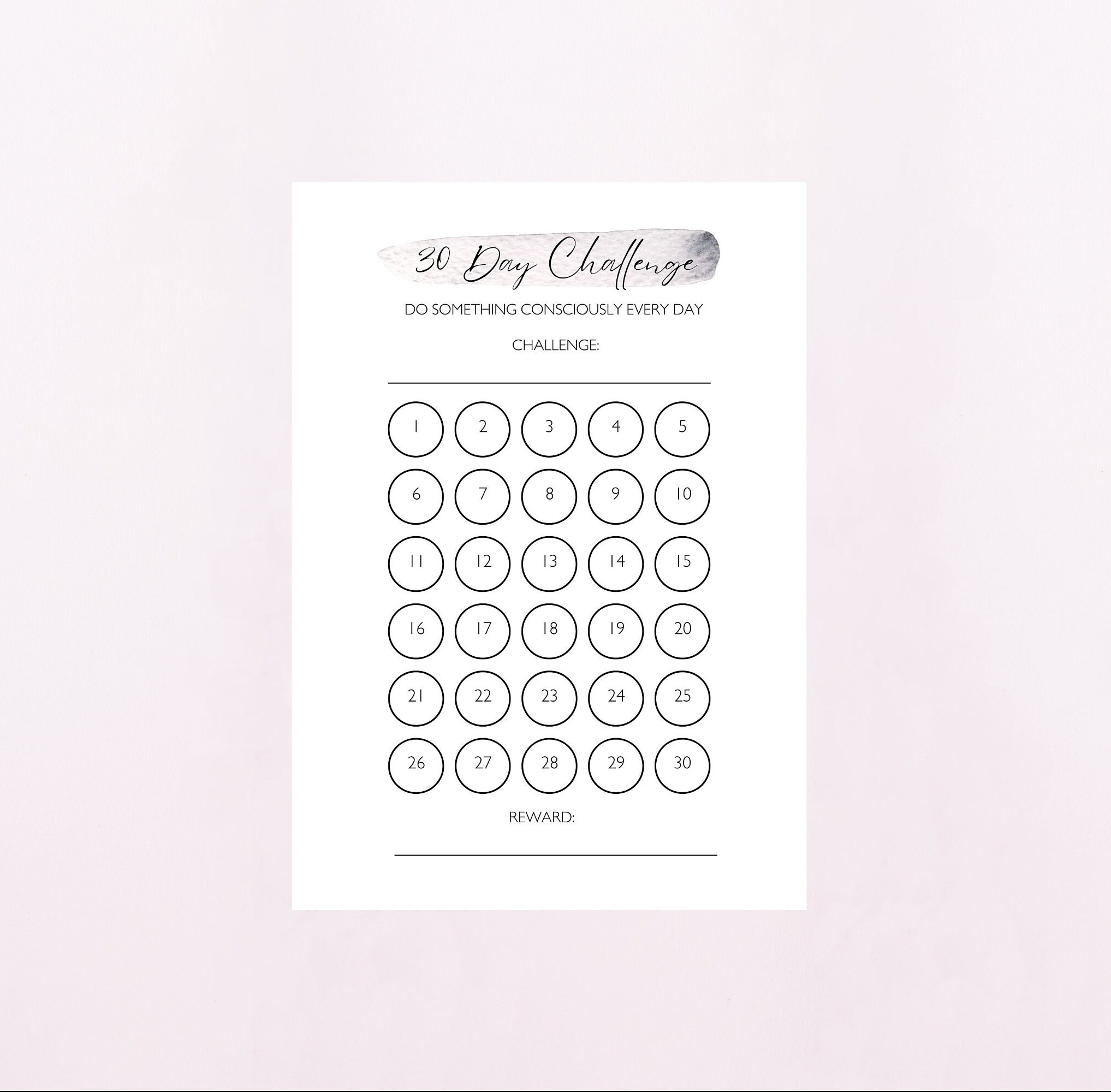 Printable 30 Day Challenge Chart, Digital 30 Day Habit Tracker, 30 Day ...