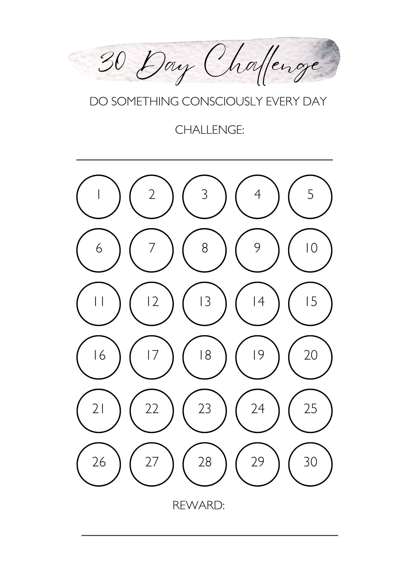 Printable 30 Day Challenge Chart, Digital 30 Day Habit Tracker, 30 Day ...