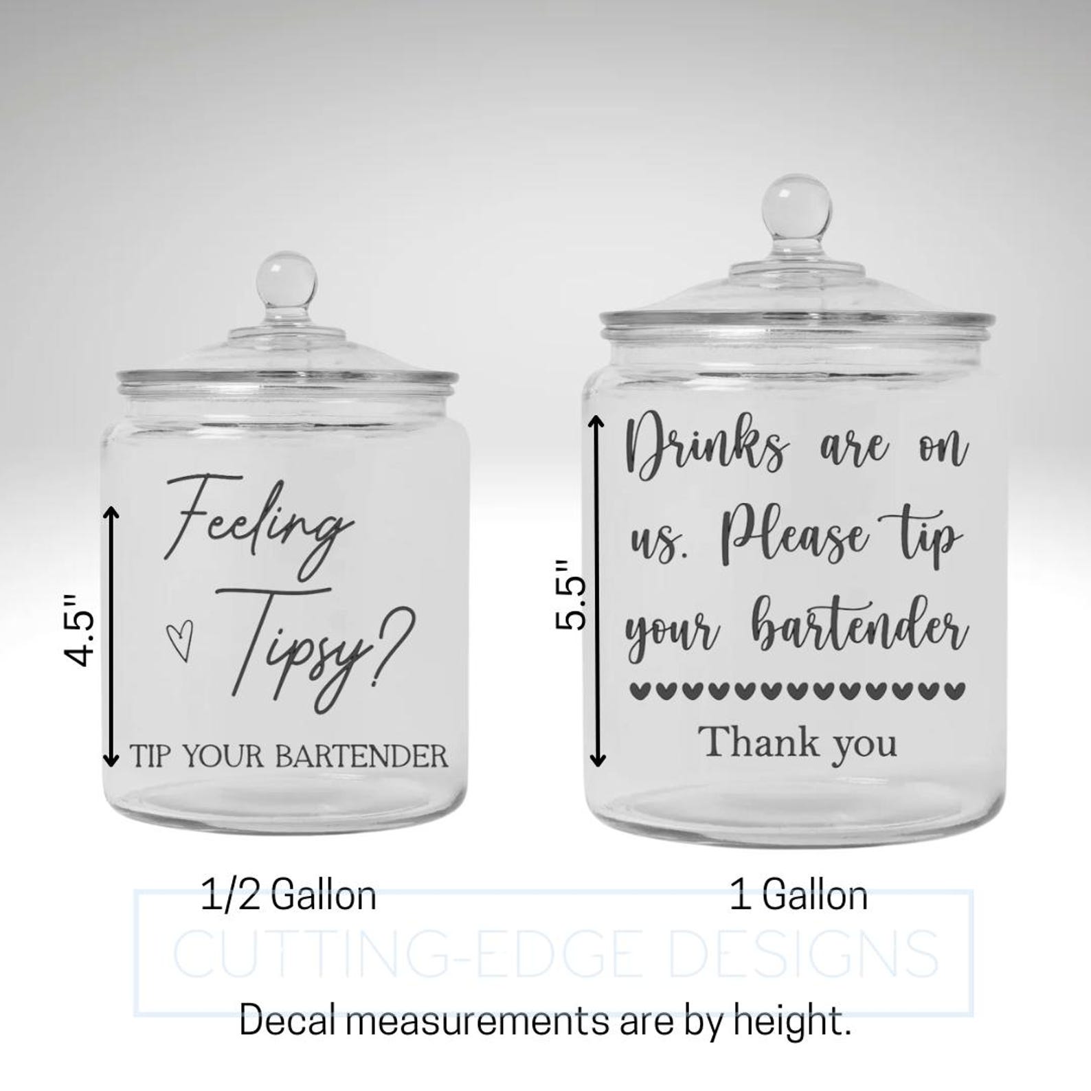 Decal for Tip Jar, Wedding Tip Jar, Bartending Decal, Wedding Bar Tip ...