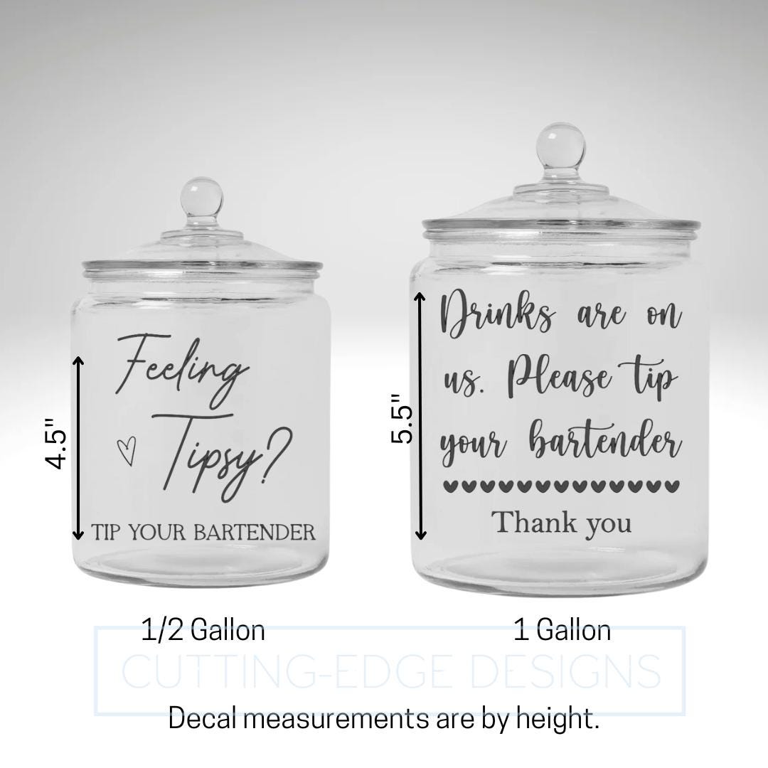 Decal for Tip Jar, Wedding Tip Jar, Bartending Decal, Wedding Bar Tip ...