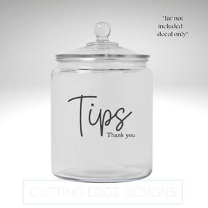 Decal for Tip Jar, Wedding Tip Jar, Bartending Decal, Wedding Bar Tip ...