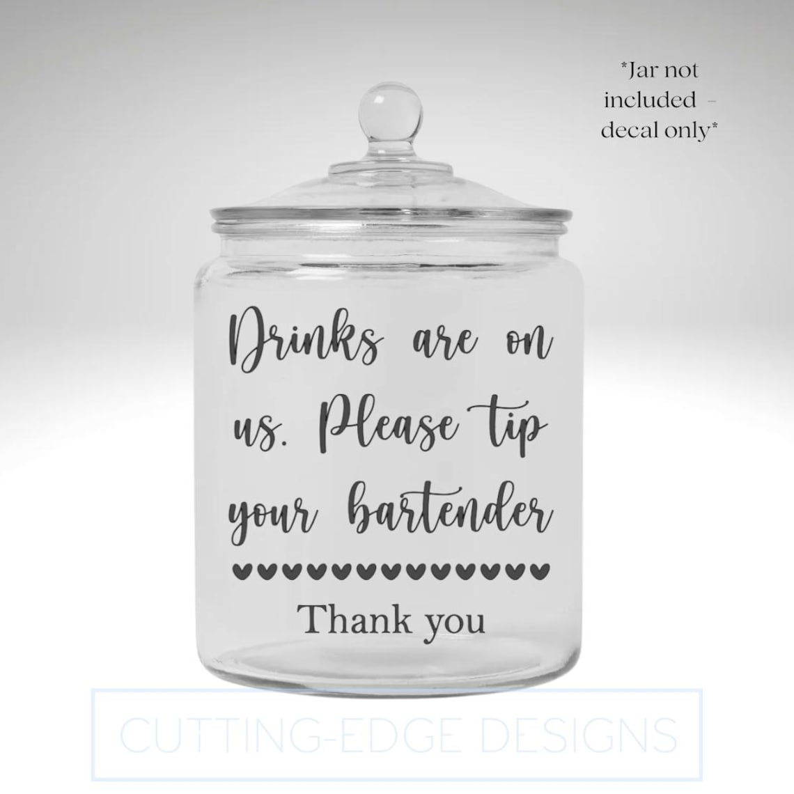 Decal for Tip Jar, Wedding Tip Jar, Bartending Decal, Wedding Bar Tip ...