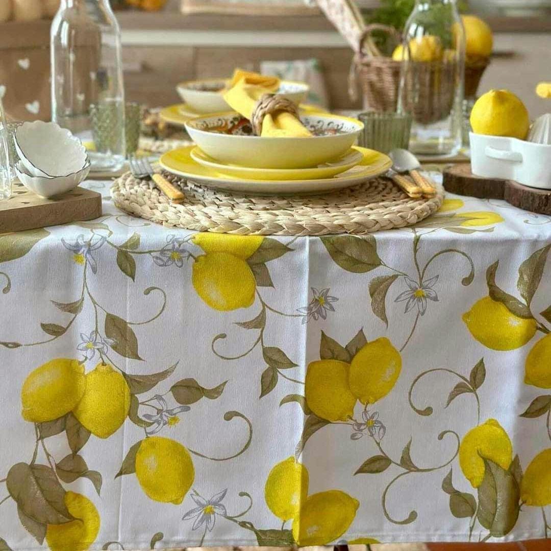 Italian Lemon Cotton Tablecloth: Amalfi Coast Kitchen and Dining Decor ...
