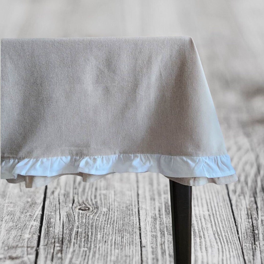 Ruffled Rectangle Tablecloths, Cotton Fabric Table Cloth, French Table ...
