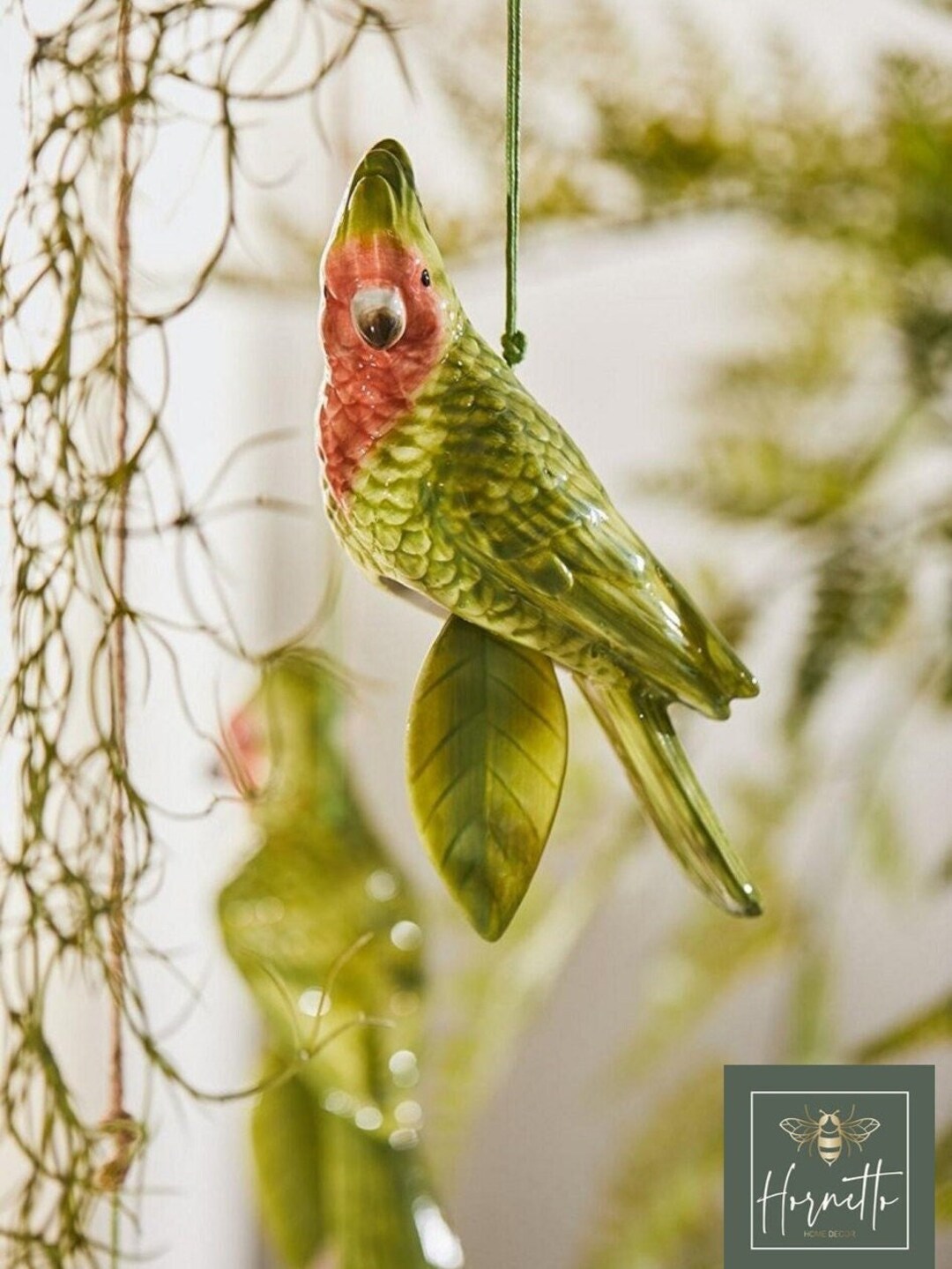 Ceramic Parrot Wind Chime: Tropical Garden Decor, Tiki Bar Ornament - Etsy