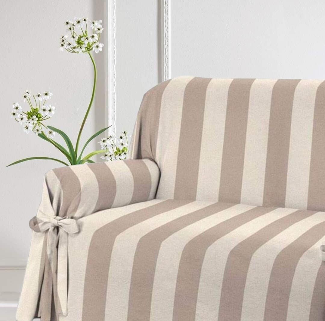 Striped Cotton Blend Sofa Slipcover: Farmhouse French Decor - Etsy