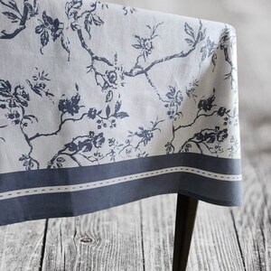 Floral French Country Tablecloth: Blue Cotton Vintage Decor - Etsy