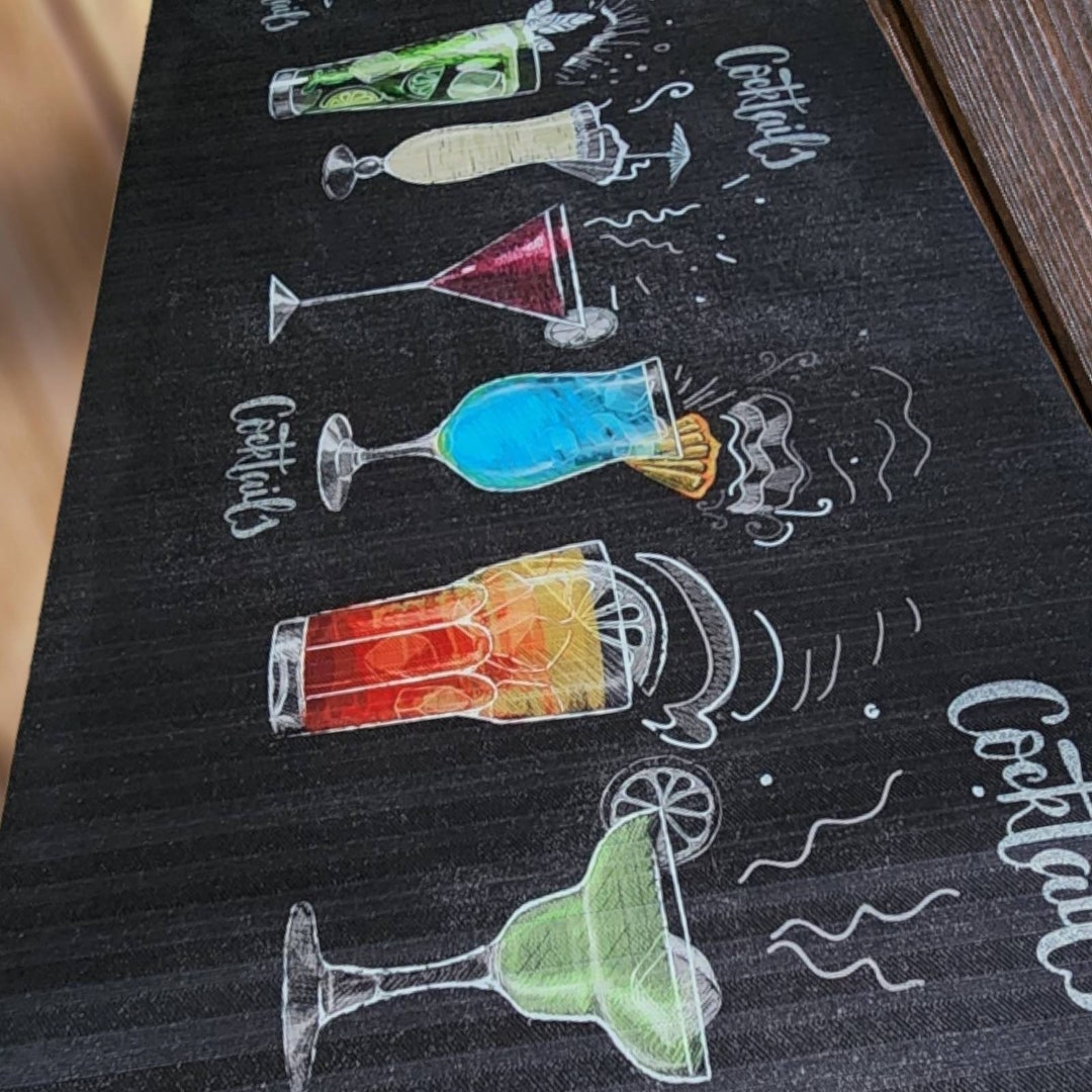 Cocktail Black Kitchen Rubber Mat, Floor Rug, Stain Resistant ...
