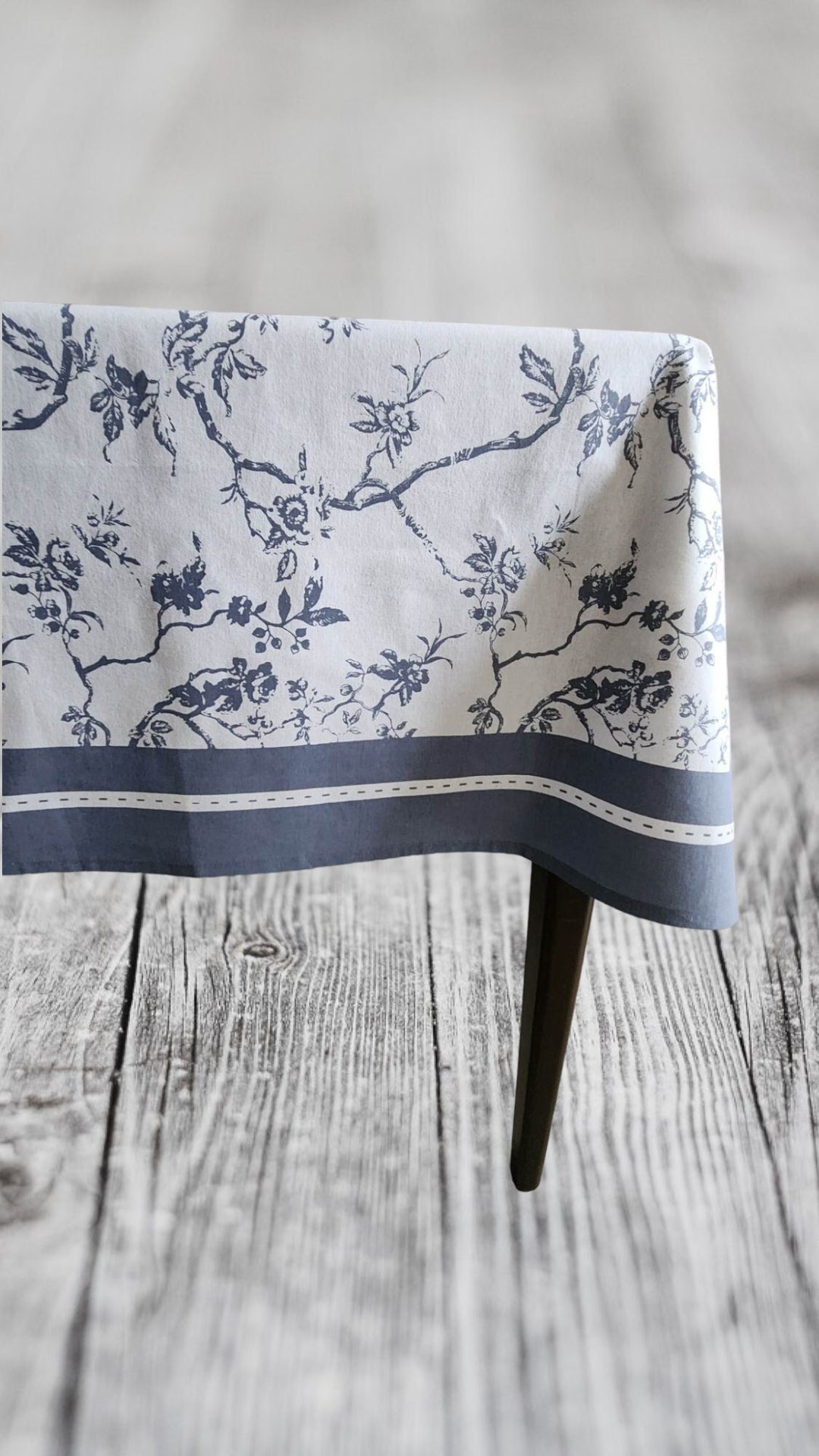 Blue Tablecloth, French Country Decor, Floral Rectangular Tablecloth ...