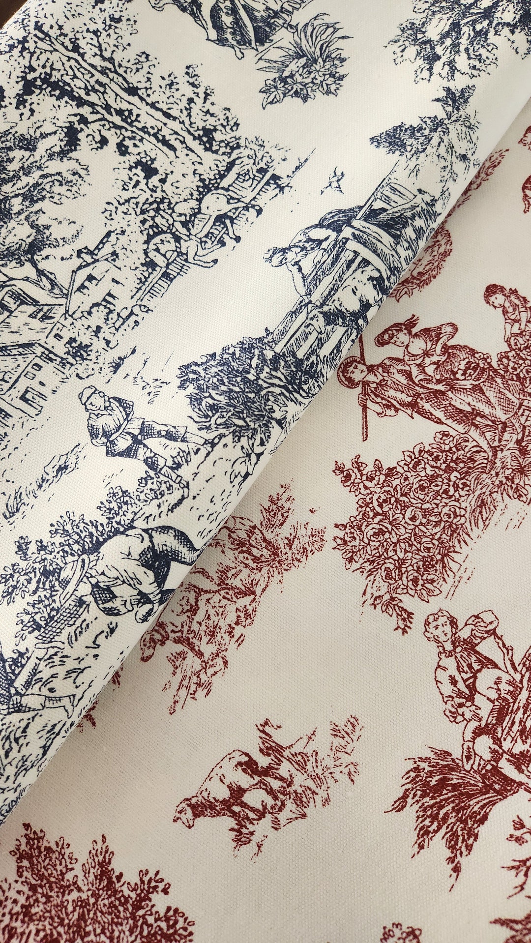 French Toile Tablecloth: Red & Blue Cotton Saint Remy Table Cover - Etsy