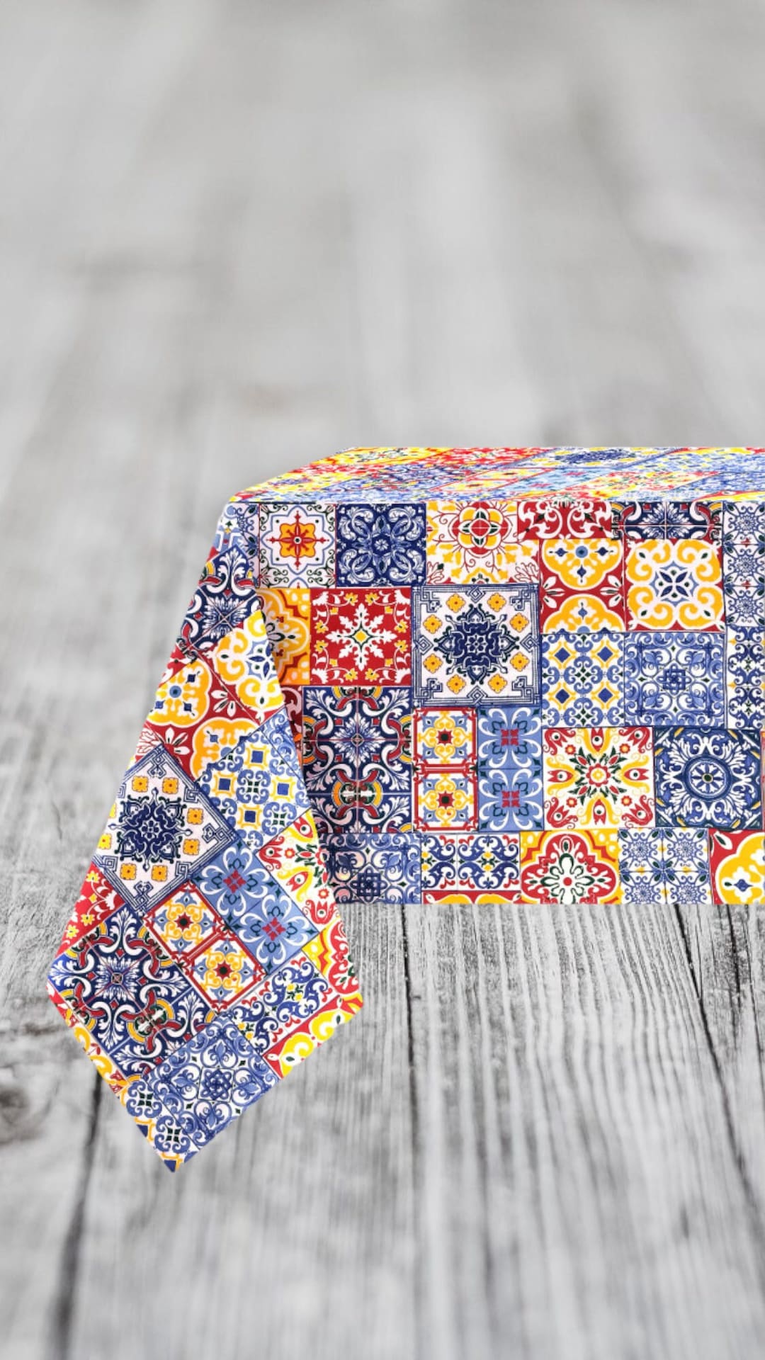 Sicilian Tile Tablecloth: Waterproof Mediterranean Mosaic, Coated ...