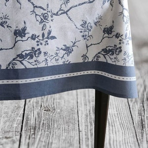 Floral French Country Tablecloth: Blue Cotton Vintage Decor - Etsy