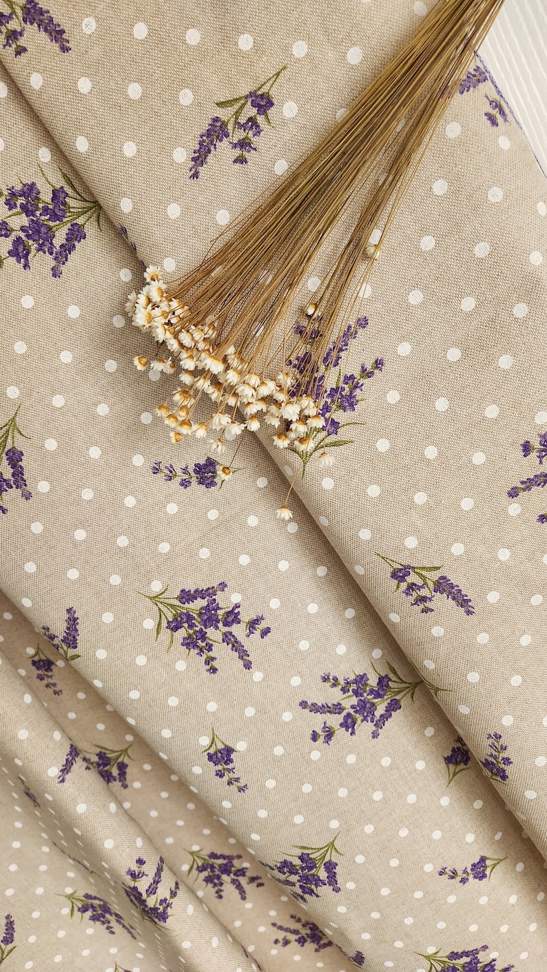 French Provence Oilcloth Tablecloth, Beige Linen, Lavender, Stain Proof ...
